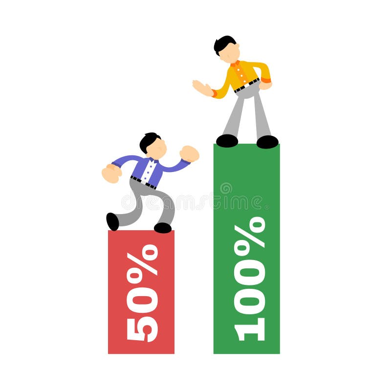 Vector Illustration Businessman Work Quality Performance Chart Percent ...