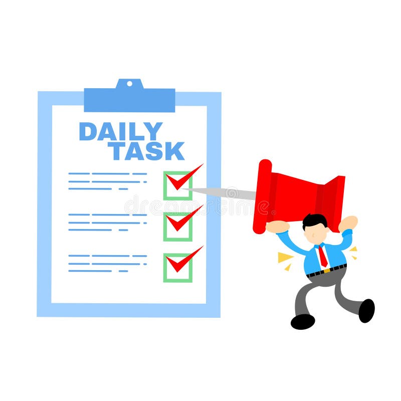 Businessman Worker and daily Task Checklist Form Business Cartoon ...