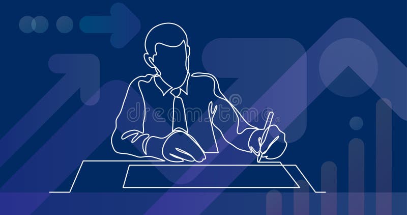 Businessman Writing Document - Single Line Drawing Stock Vector ...