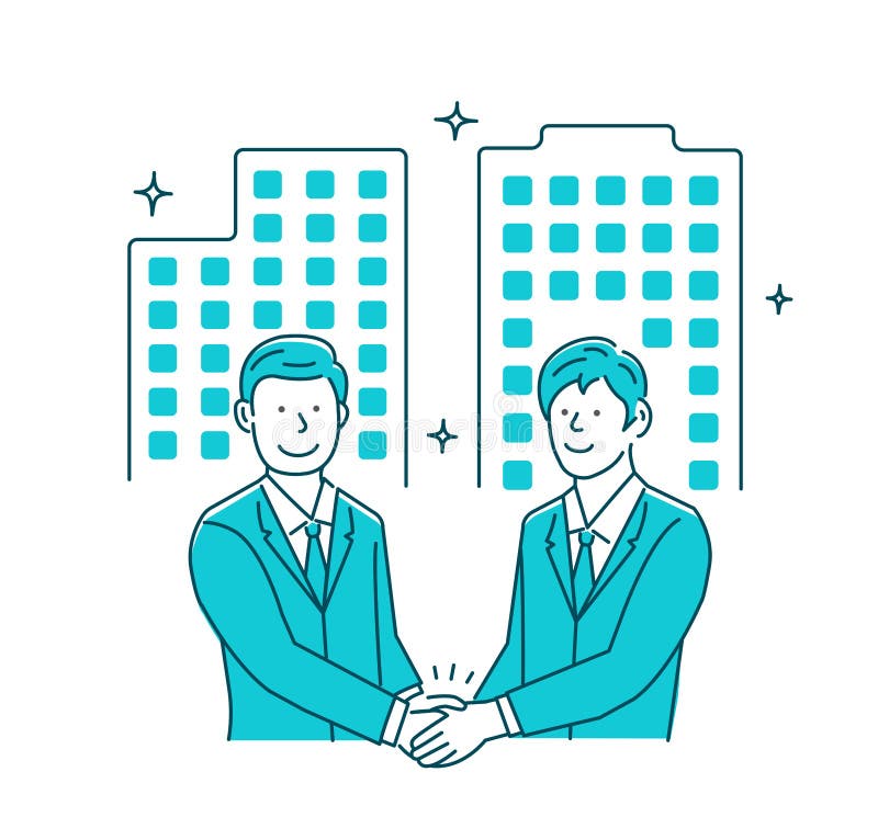 Vector Illustration of Businessmen Shaking Hands Business Partnership ...