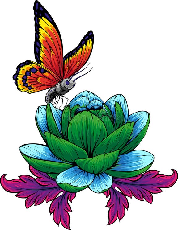 Vector Illustration of Butterfly on Flower Design Stock Vector ...