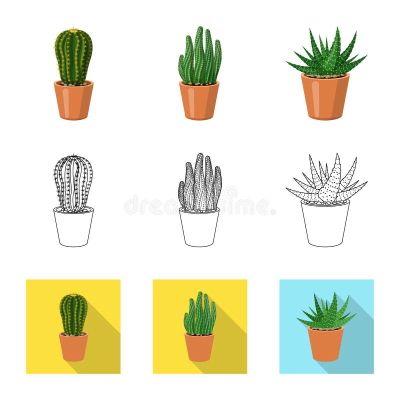 Vector Illustration of Cactus and Pot Logo. Set of Cactus and Cacti ...