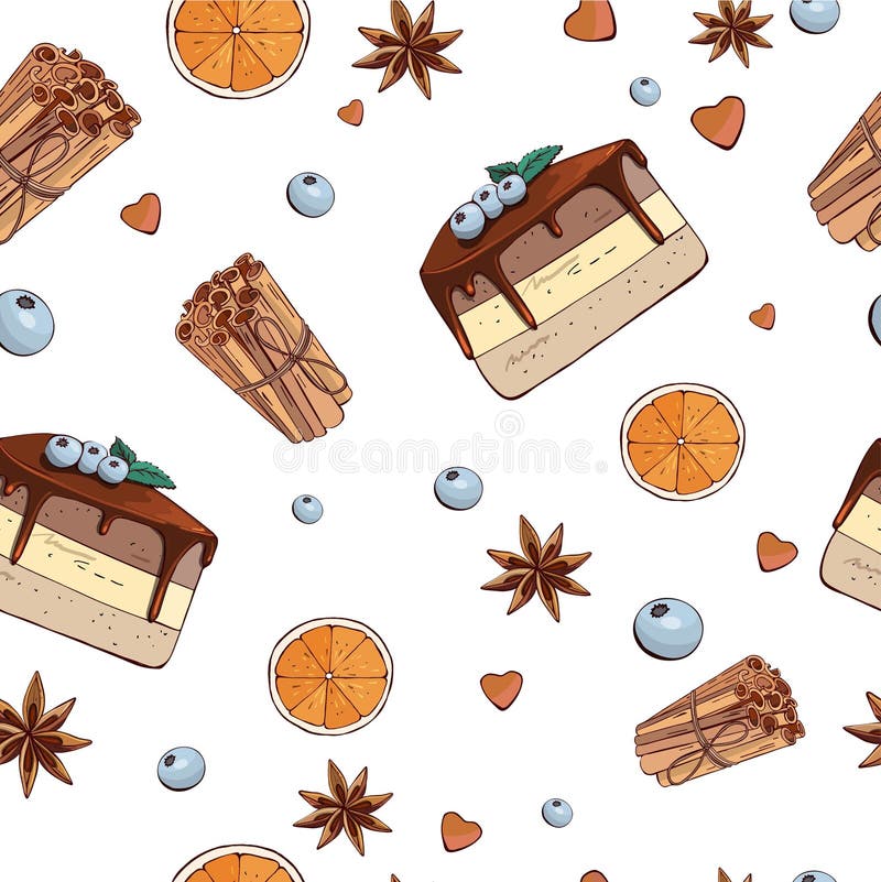 Seamless Pattern Vector Cake Illustration Stock Vector - Illustration ...