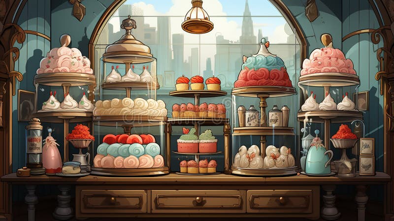 Vector Illustration of Cake Shop Stock Illustration - Illustration of ...