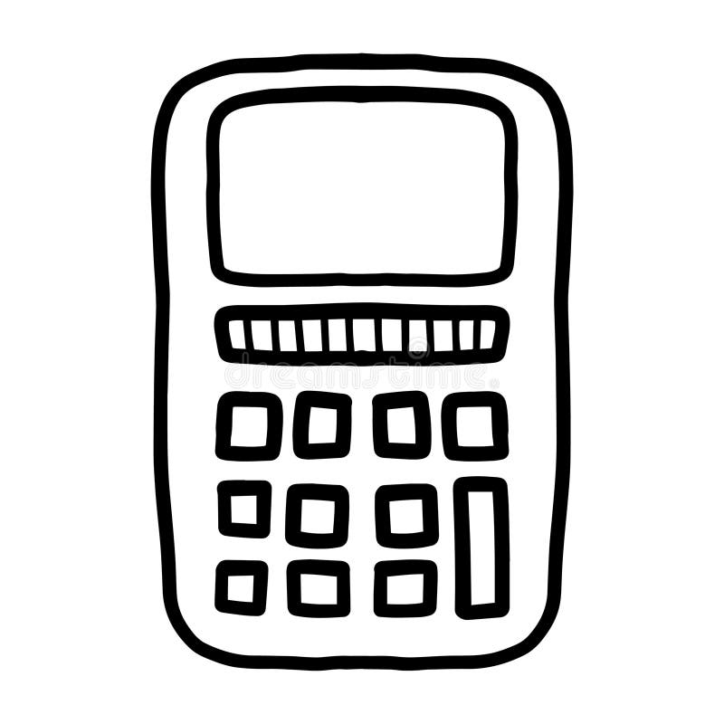 Vector Illustration of Calculator in Doodle Style. Clipart of ...