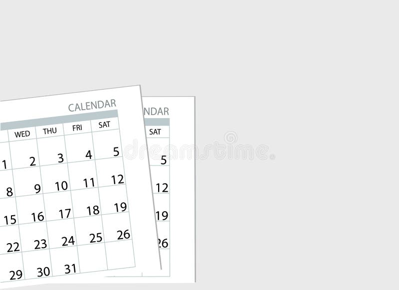 Calendar with Days of the Week and Dates on the Table. View from Above ...