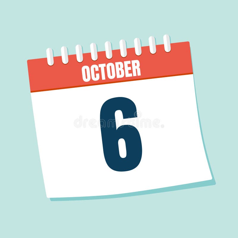 Vector Illustration. Calendar Icon. Calendar Date - October 6. Planning ...