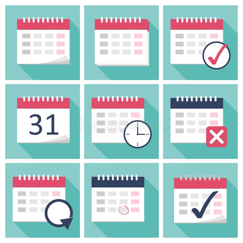 Vector Illustration. Calendar Icon Set. Planning Stock Illustration ...