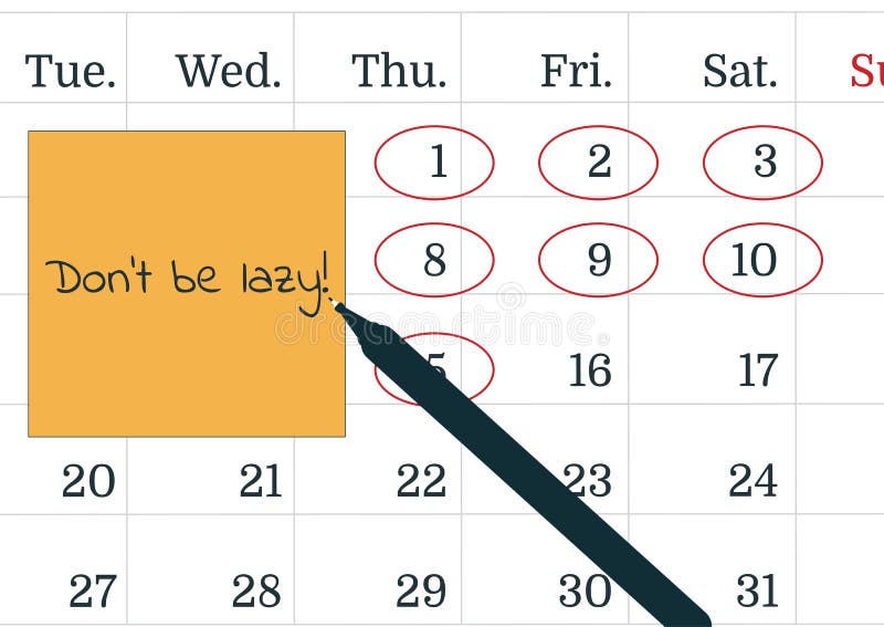 Vector Illustration of a Calendar, a Pen and Yellow Post it Stock ...