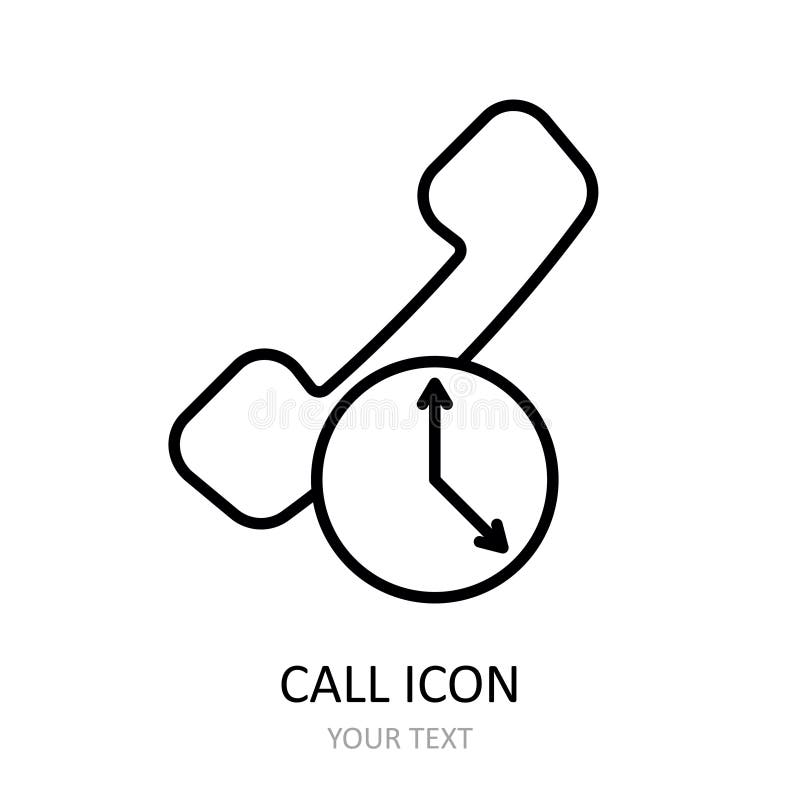 Vector Illustration with Call. Outline Icon Stock Vector - Illustration ...
