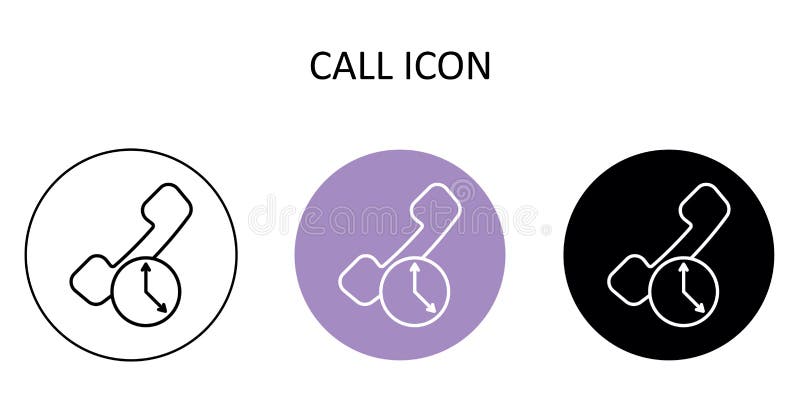 Vector Illustration with Call. Outline Icon Stock Vector - Illustration ...