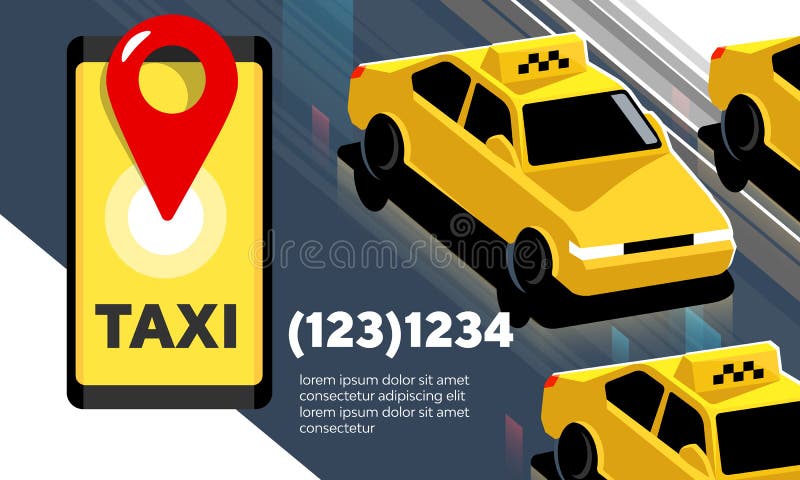 Vector Illustration Call a Taxi from the Phone Stock Vector ...