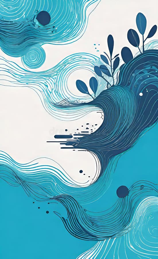 Vector Illustration, Calm Transparent Water Surface with Intricate ...