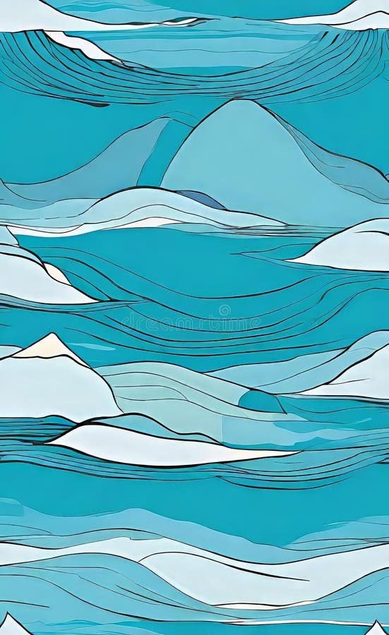 Vector Illustration, Calm Transparent Water Surface with Intricate ...