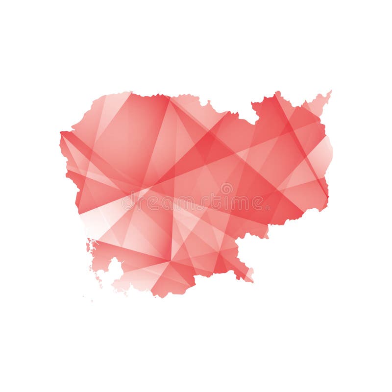 Vector Illustration of Cambodia Map with Red Colored Geometric Shapes ...