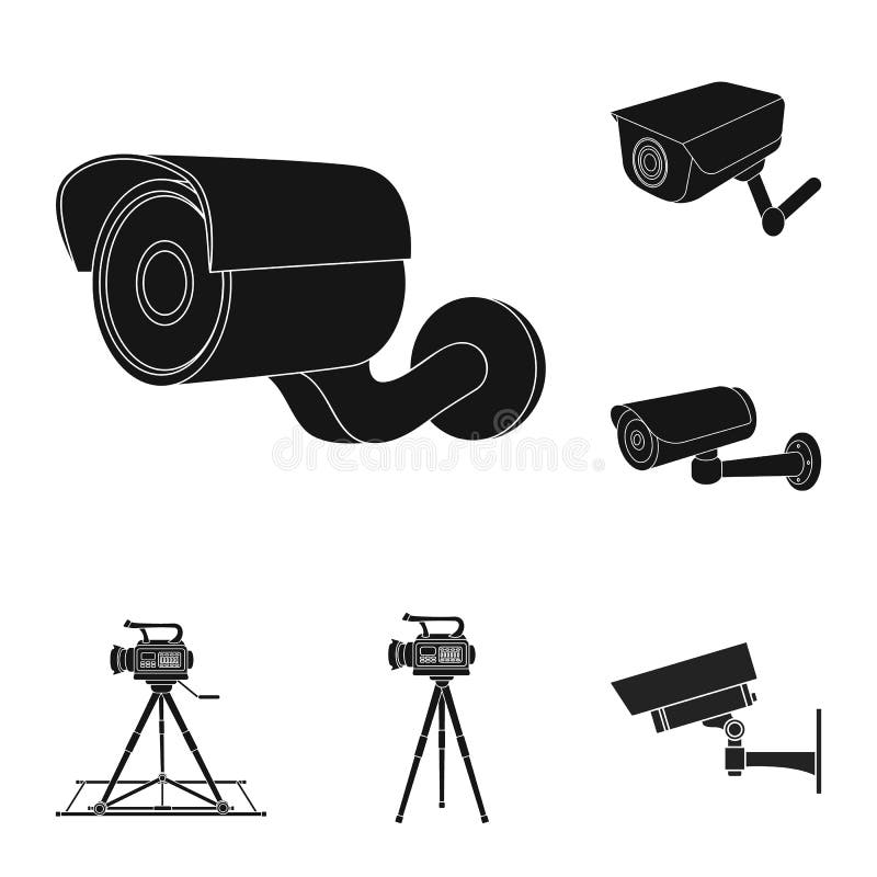 Vector Illustration of Camcorder and Camera Sign. Set of Camcorder and ...
