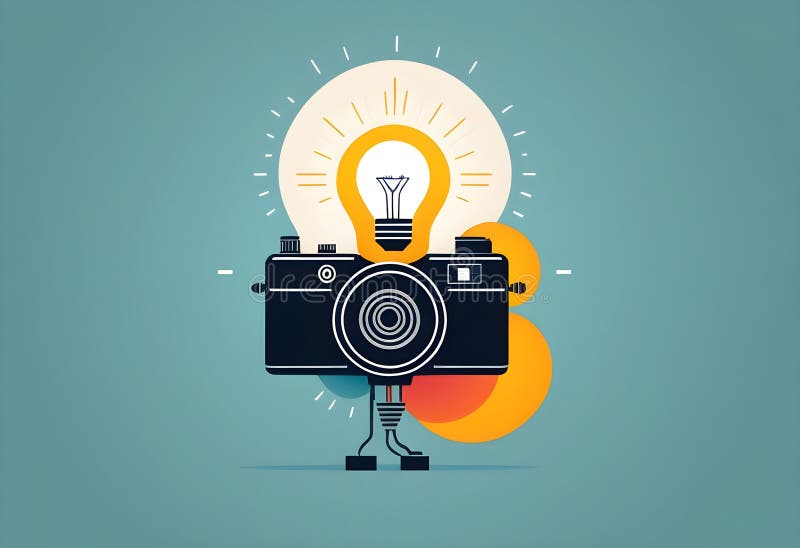 A Vector Illustration of Camera with a Light Bulb on it Stock Vector ...