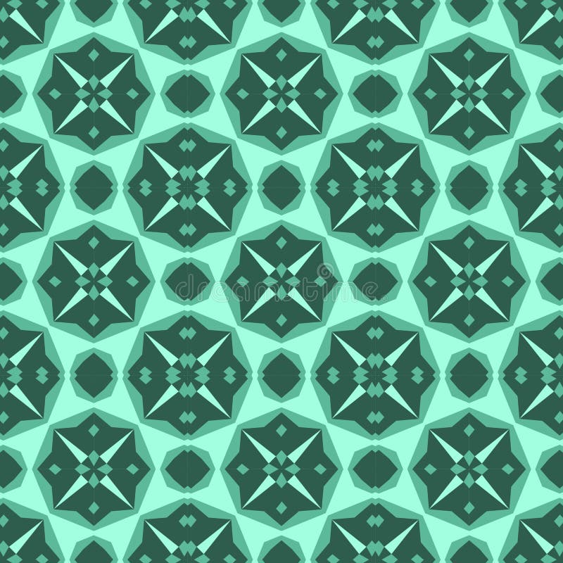 Abstract Seamless Geometric Pattern with Green Colors Stock Vector ...