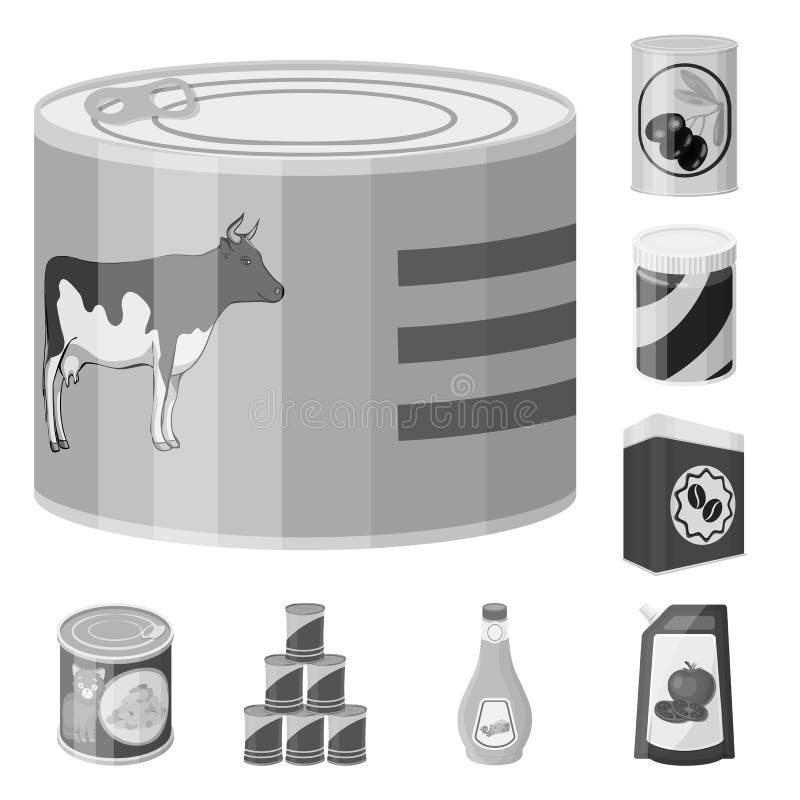 Vector Design of Can and Food Logo. Set of Can and Package Vector Icon ...