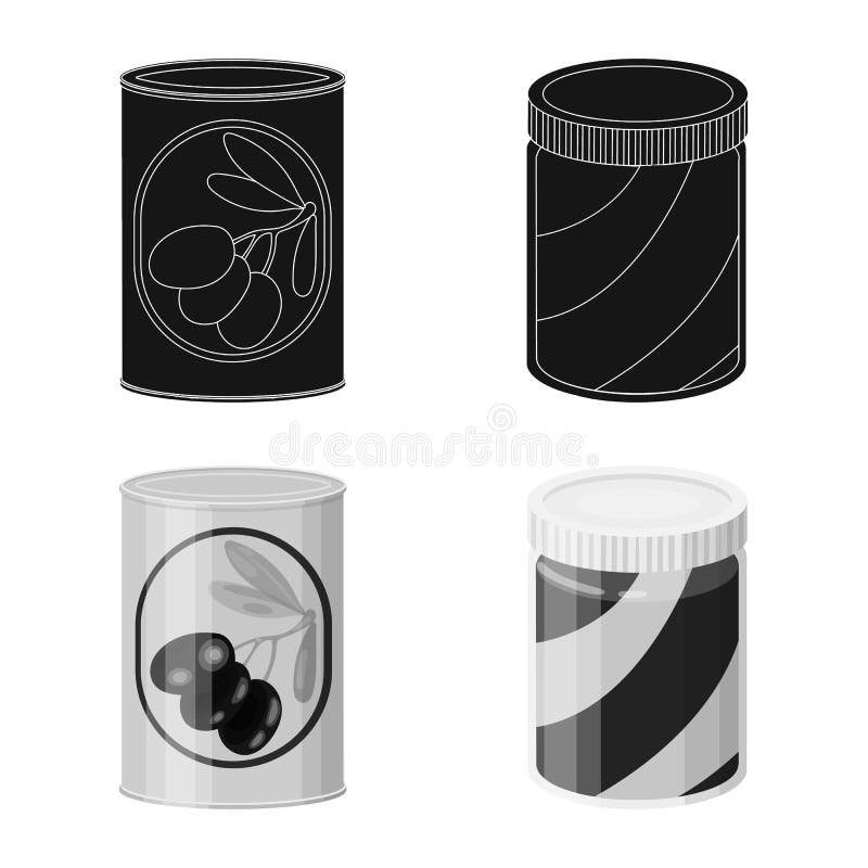 Vector Illustration of Can and Food Symbol. Collection of Can and ...
