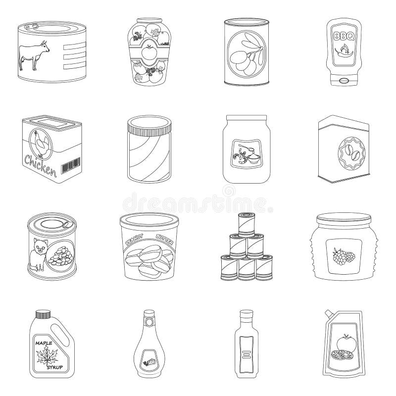 Vector Illustration of Can and Food Symbol. Collection of Can and ...