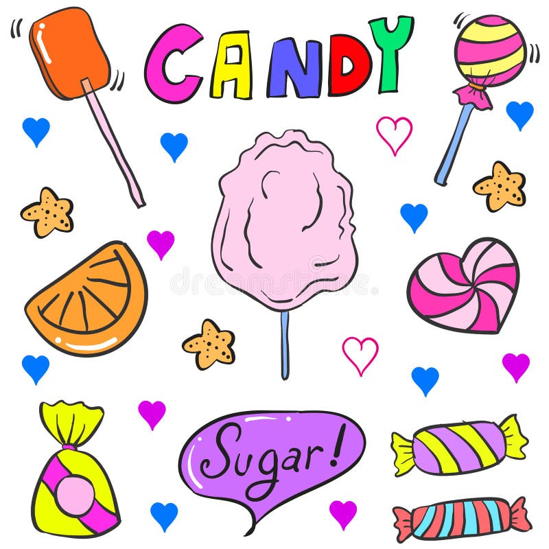 Vector Illustration of Candy Colorful Doodle Style Stock Vector ...