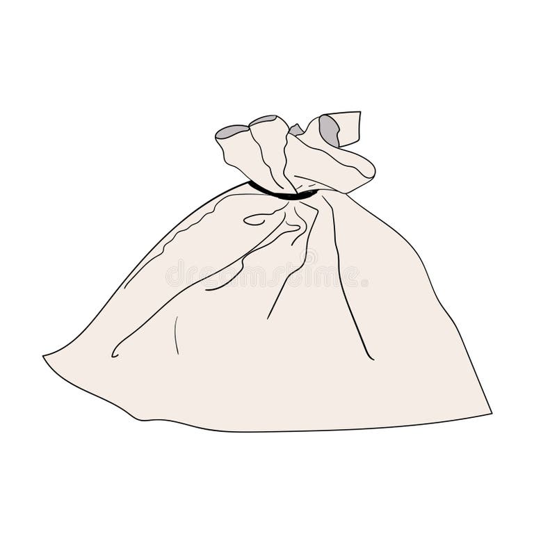 Vector Illustration of a Canvas Sack. Linen Bag Drawing Stock Vector ...