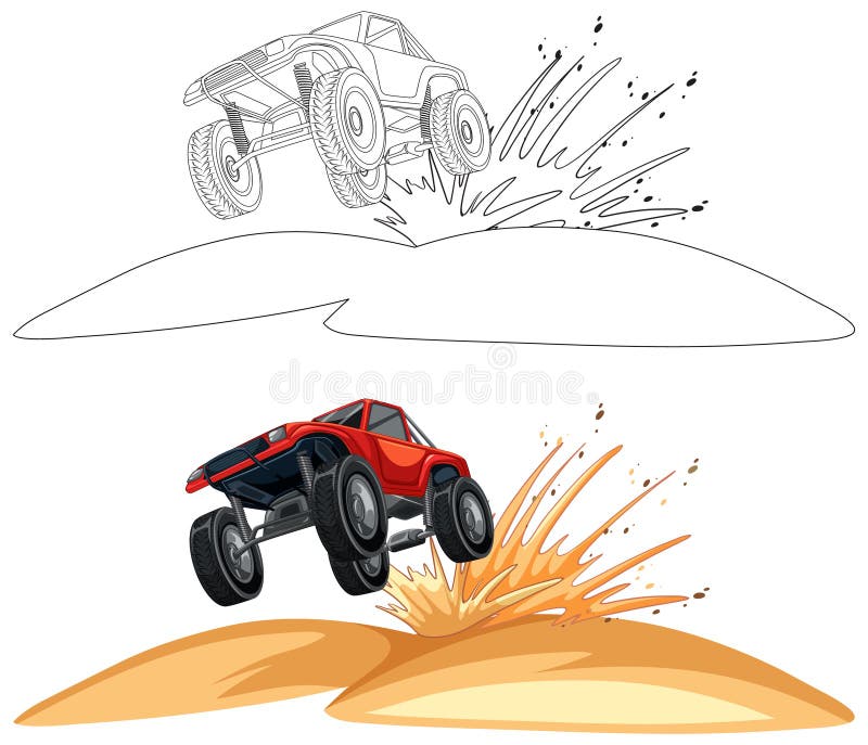 A car jumping over sand stock vector. Illustration of splash - 359712464