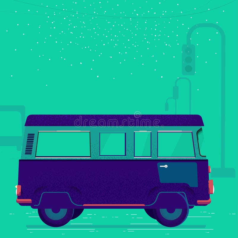 Vector Illustration. Car Van and Traffic Lights on a Pedestrian ...