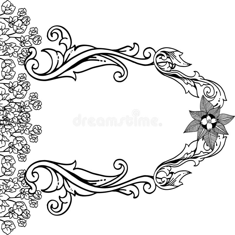 Vector Illustration Card with Drawing Flower Frame Stock Vector ...