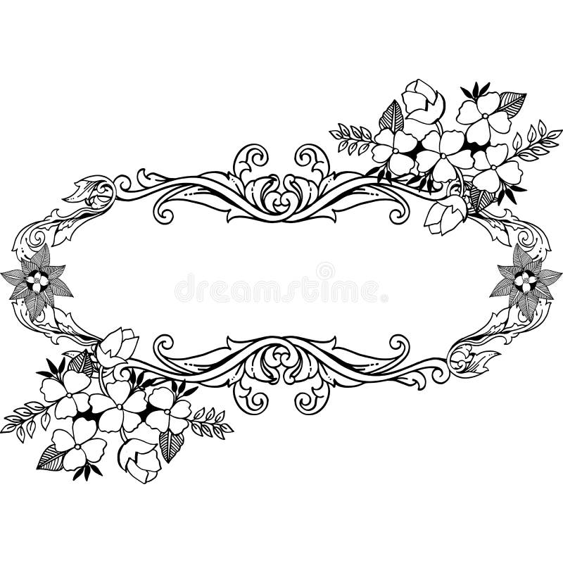 Vector Illustration Card with Drawing Flower Frame Stock Vector ...