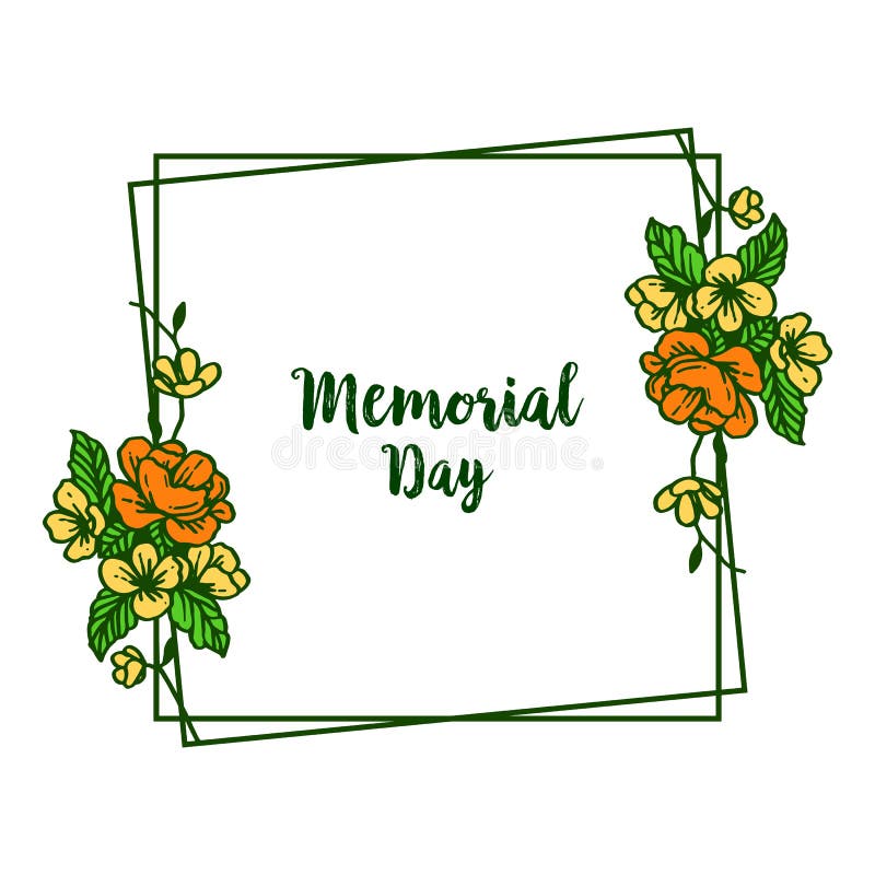 Vector Illustration Card of Memorial Day with Texture of Frame Flower ...