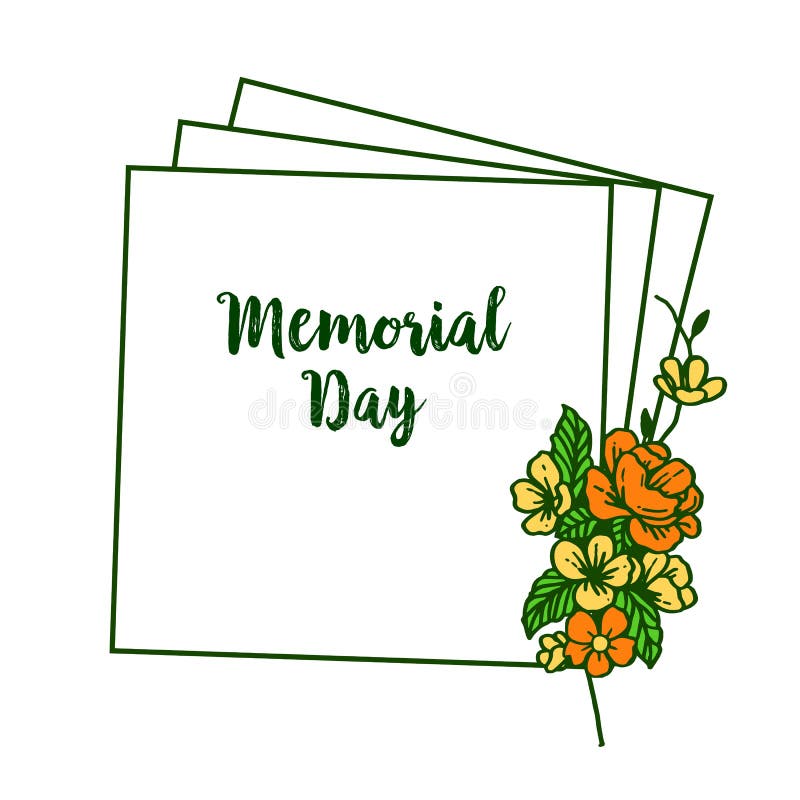 Vector Illustration Card of Memorial Day with Texture of Frame Flower ...