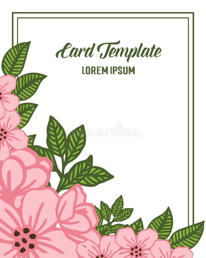 Vector Illustration Card Template with Artwork Pink Flower Frame Stock ...