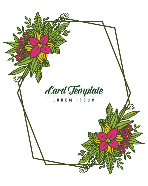 Vector Illustration Card Template with Pattern Art Pink Flower Frames ...