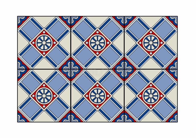 Blue and red tiles stock vector. Illustration of ground - 100455668