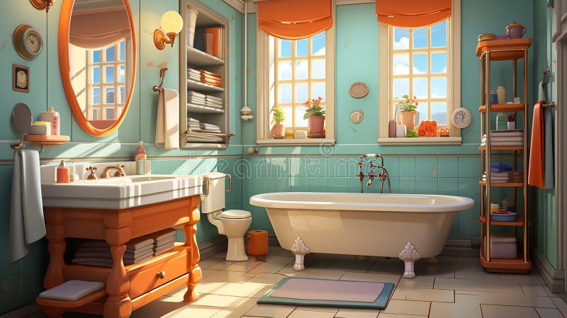 Vector Illustration of Cartoon Bathroom Stock Illustration ...