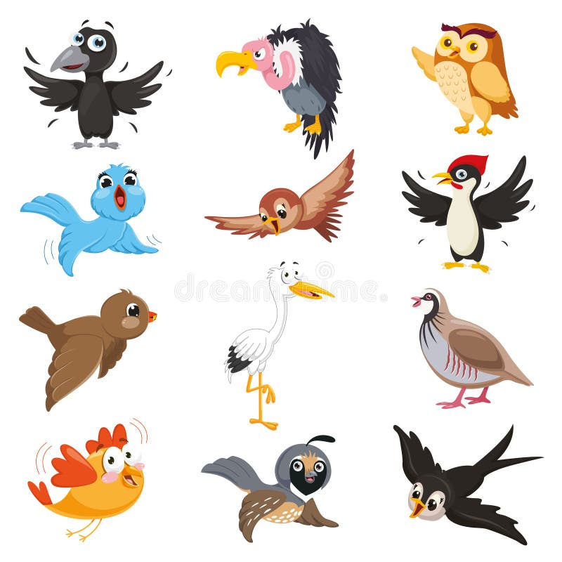Vector Illustration of Cartoon Birds Stock Vector - Illustration of ...