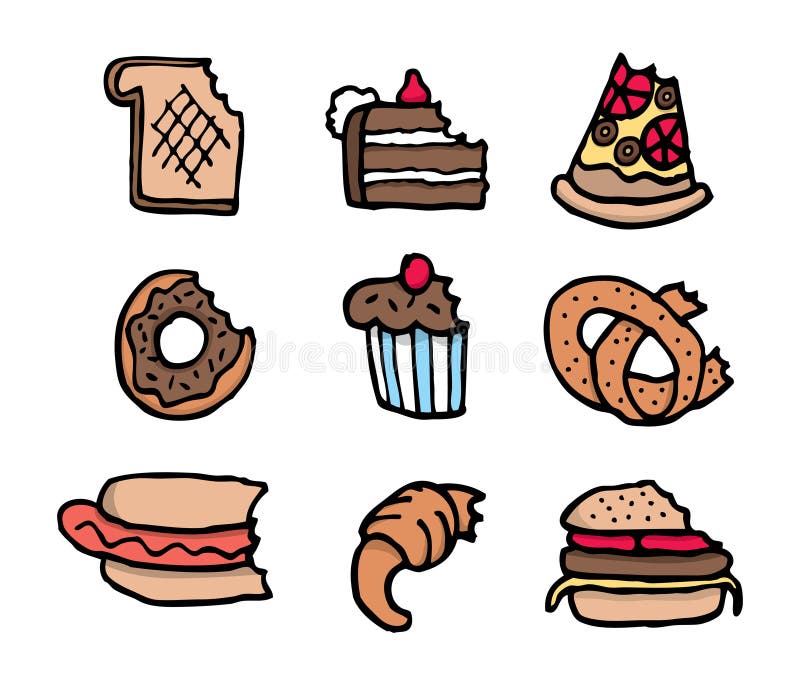 Cartoon bitten food set stock vector. Illustration of pizza - 30298233