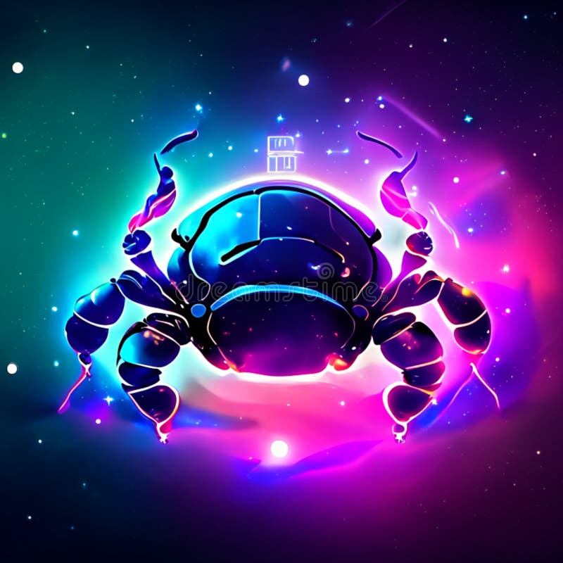 Neon Crab on a Blue Background. Vector Illustration in Neon Style Stock ...