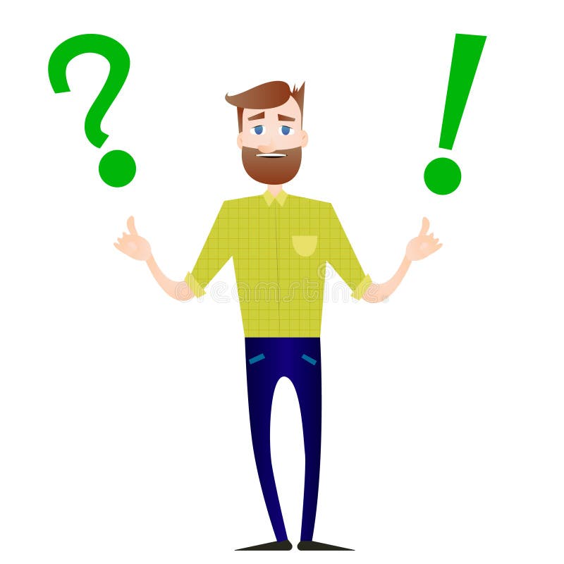 Vector Illustration of Cartoon Businessman with Big Question Mark and ...