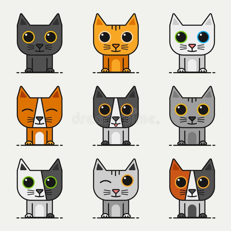Vector Cartoon Cat Collection 1 Stock Vector - Illustration of mascot ...