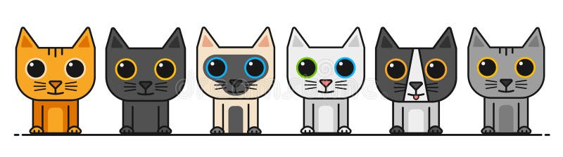 Vector Cartoon Cat Collection 4 Stock Vector - Illustration of happy ...