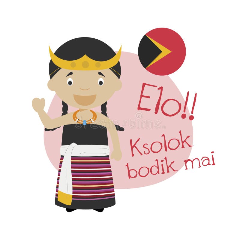 Vector Illustration of Cartoon Character Saying Hello and Welcome in ...