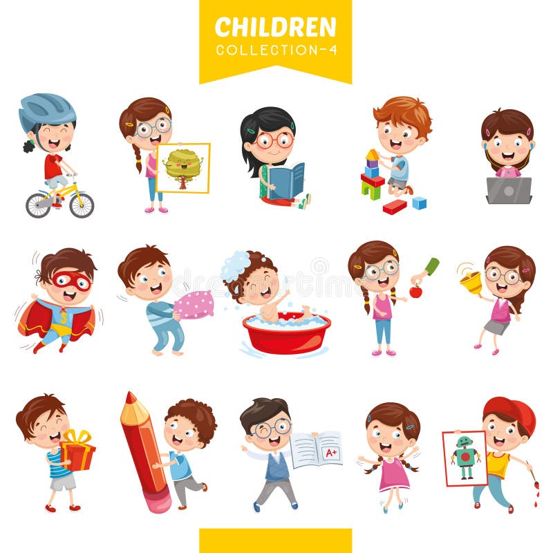 Baby Girl and Boy in Row. Set of Child Health and Development Icons in ...