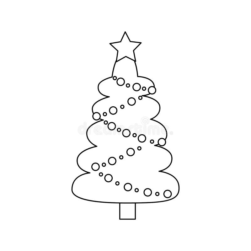 Vector Illustration of Cartoon Christmas Tree on White Background Stock ...