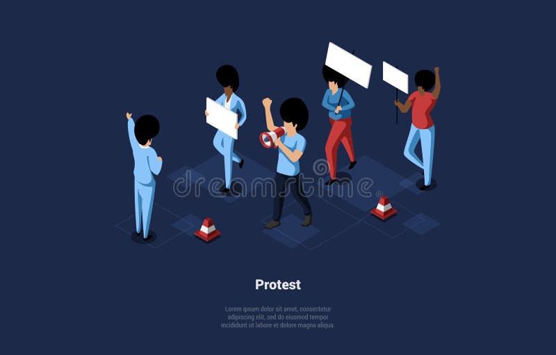 Vector Illustration. Cartoon 3D Style with Characters. Isometric ...