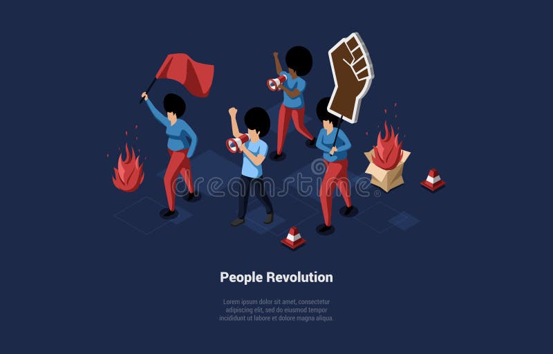 Vector Illustration. Cartoon 3D Style with Characters. Isometric ...