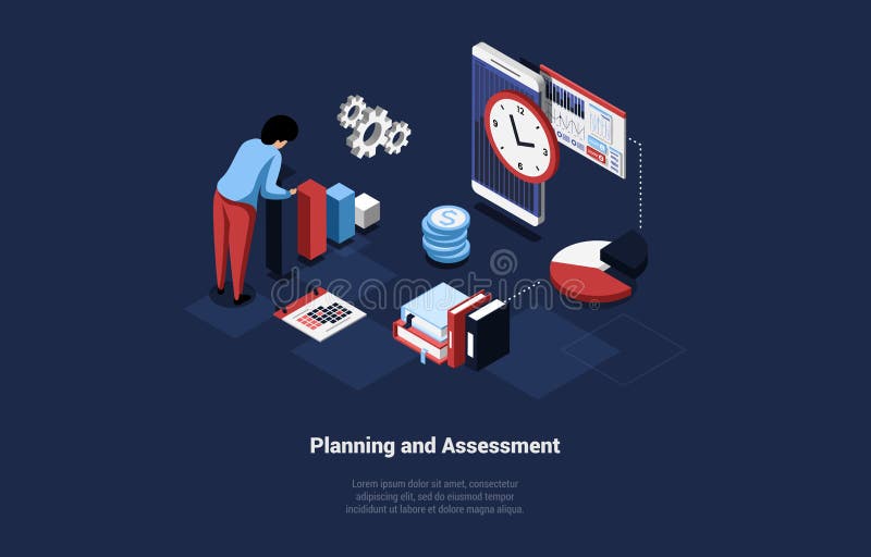 Vector Illustration, Cartoon 3D Style Composition. Isometric Design ...