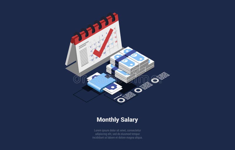 Cartoon Monthly Expenses Color Icons Set Finance Concept. Vector Stock ...